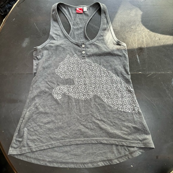 Puma | Tops | Puma Gray Knit Puma Graphic Running Tank W Buttons Womans ...